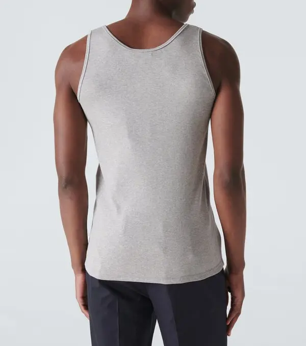 Gucci Logo Ribbed-Knit Cotton Jersey Tank Top - Grey | Editorialist