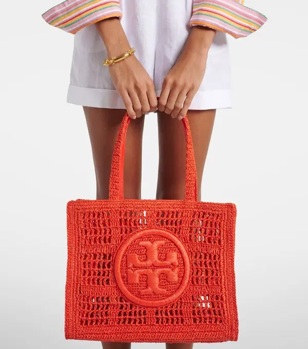 Tory Burch Ella Small Raffia Tote Bag