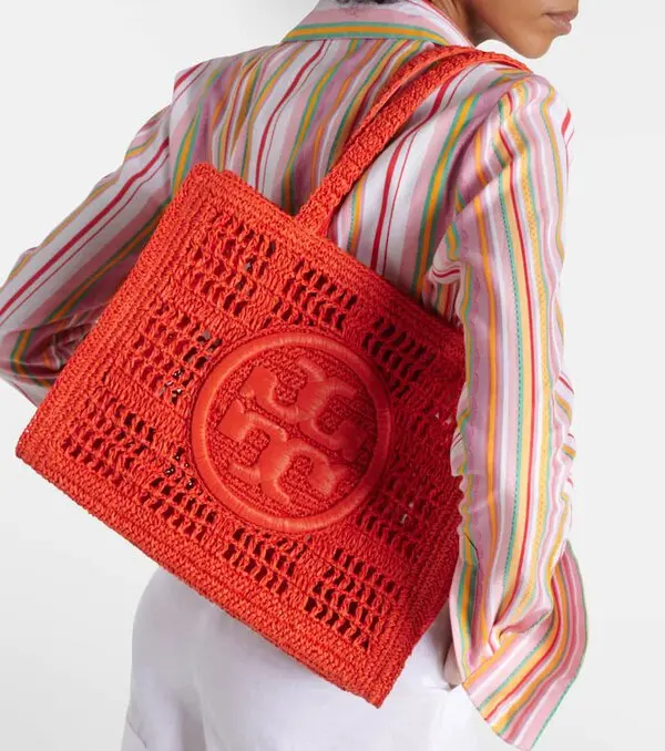 Tory Burch Ella Small Raffia Tote Bag