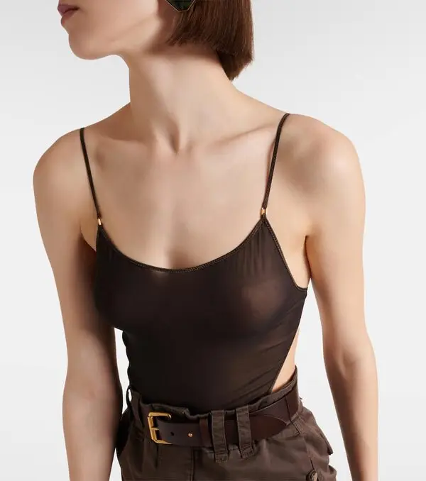Saint Laurent Silk-blend Georgette Bodysuit