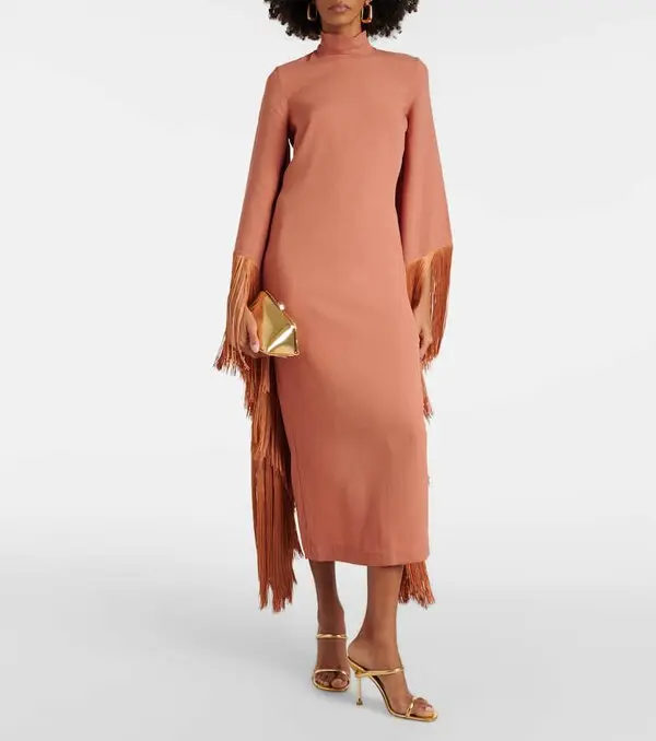 TALLER MARMO Del Mar" Fringed Crepe Midi Dress