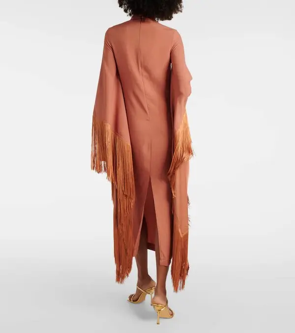 TALLER MARMO Del Mar" Fringed Crepe Midi Dress