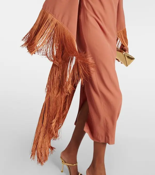 TALLER MARMO Del Mar" Fringed Crepe Midi Dress