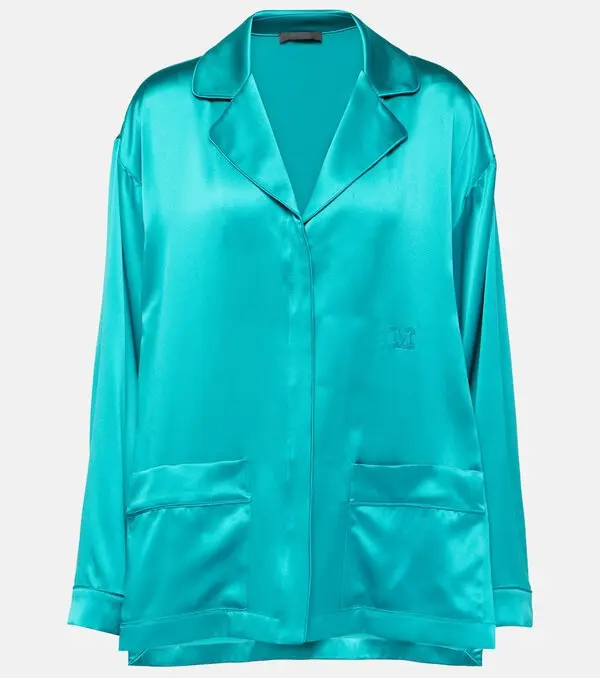 Max Mara Vasaio Silk Pajama Shirt - Blue