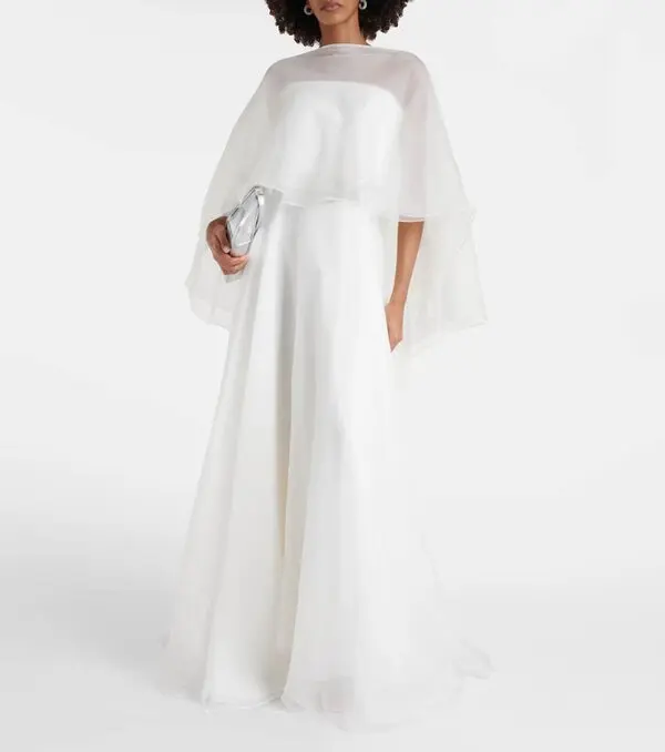 Maticevski Bridal Dhalia Caped Silk Gown