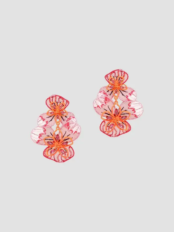 Mignonne Gavigan Rehana 14k-gold-plated & Mixed-media Flower Drop Earrings - Orange Multi