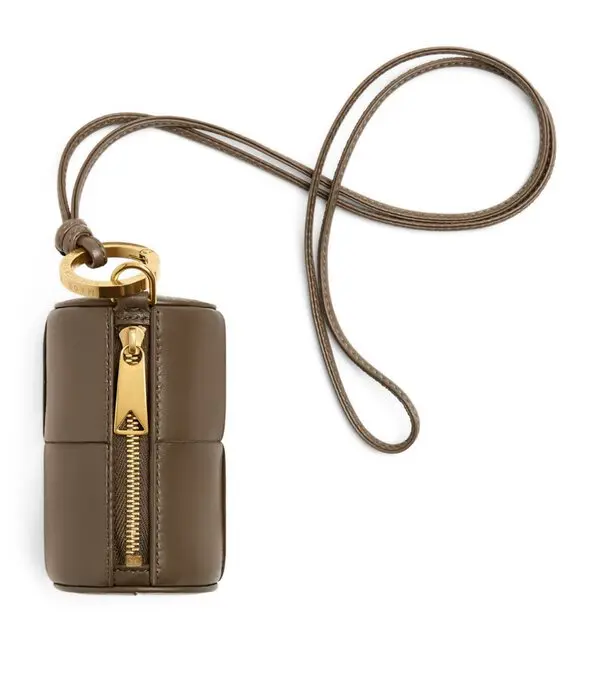 Bottega Veneta Leather Cassette Airpods Case - Brown | Editorialist