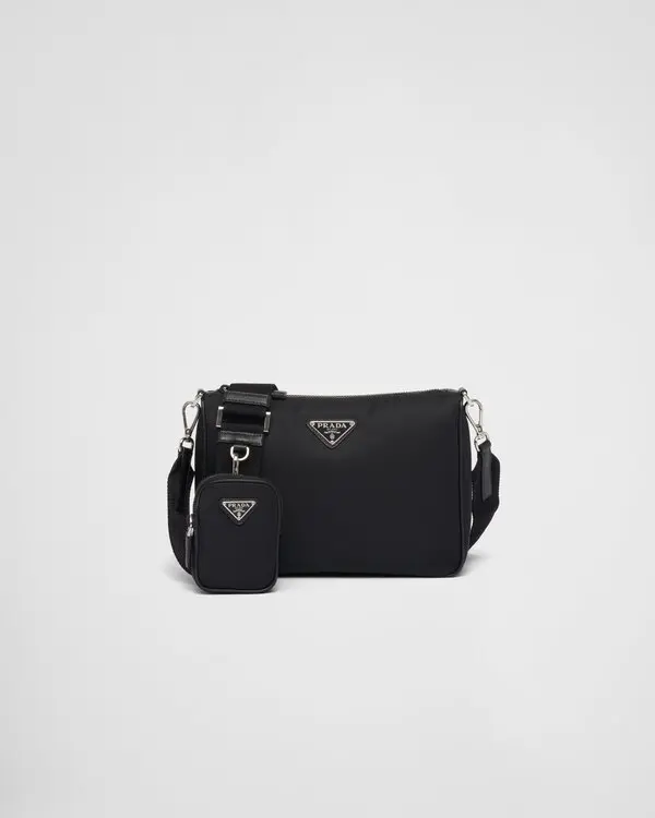 Prada Re-nylon And Saffiano Leather Shoulder Bag - Black