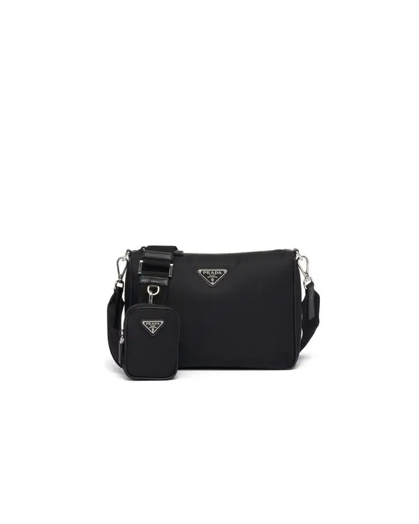 Prada Re-nylon And Saffiano Leather Shoulder Bag - Black