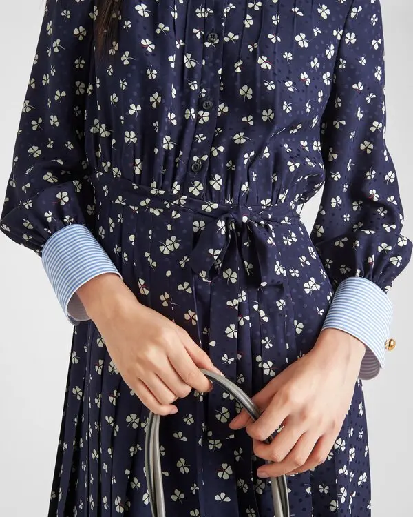 prada jacquard print mini dress Prada Jacquard Print Mini Dress - Navy