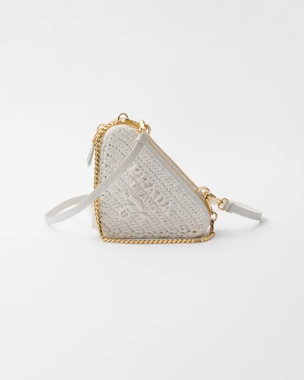 Prada Crochet And Leather Mini-Pouch - White | Editorialist