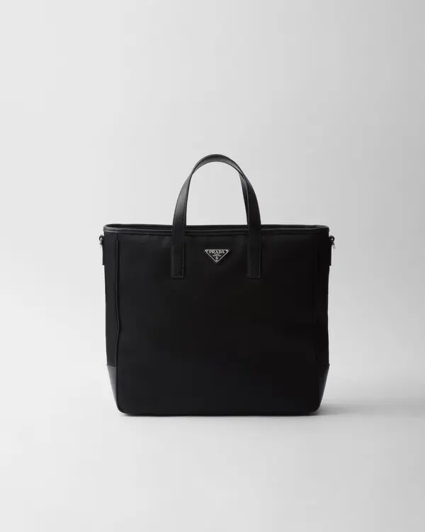 Prada Re-nylon And Saffiano Leather Tote Bag - Black