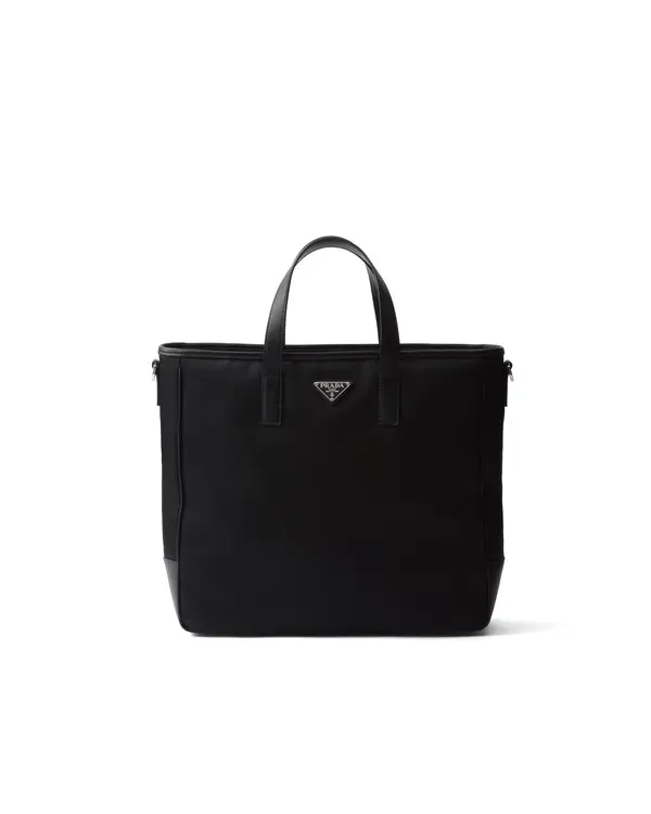 Prada Re-nylon And Saffiano Leather Tote - Black