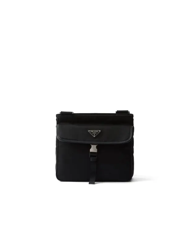 Prada Re-nylon And Saffiano Leather Shoulder Bag - Black
