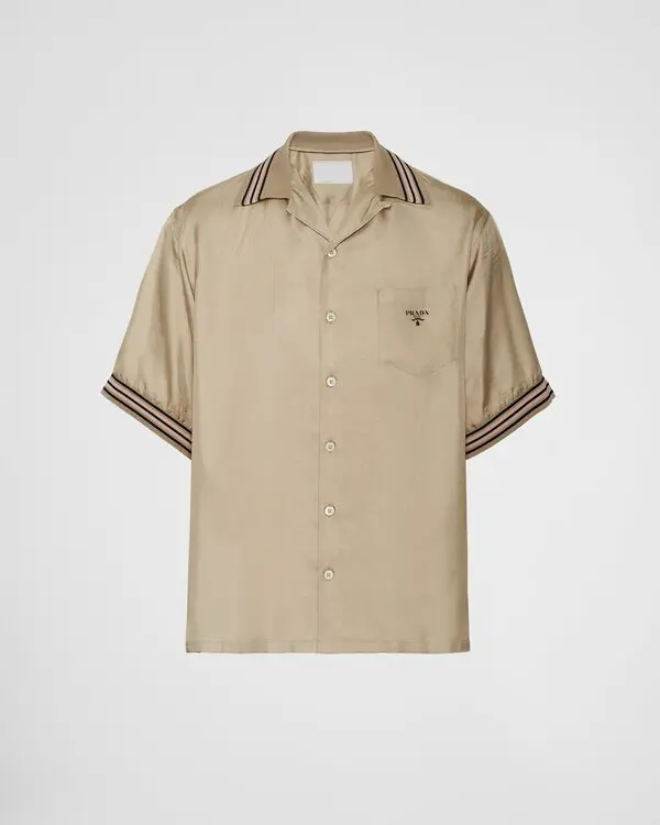 Prada Short-sleeved Silk Twill Shirt