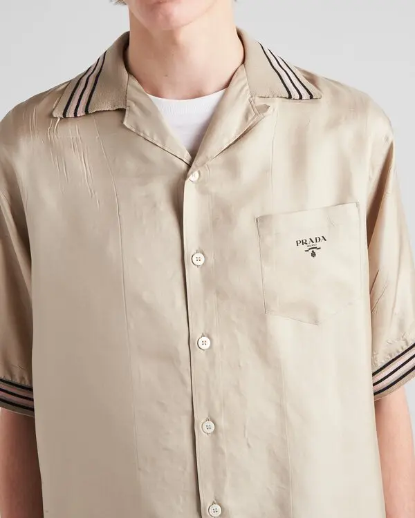 Prada Short-sleeved Silk Twill Shirt