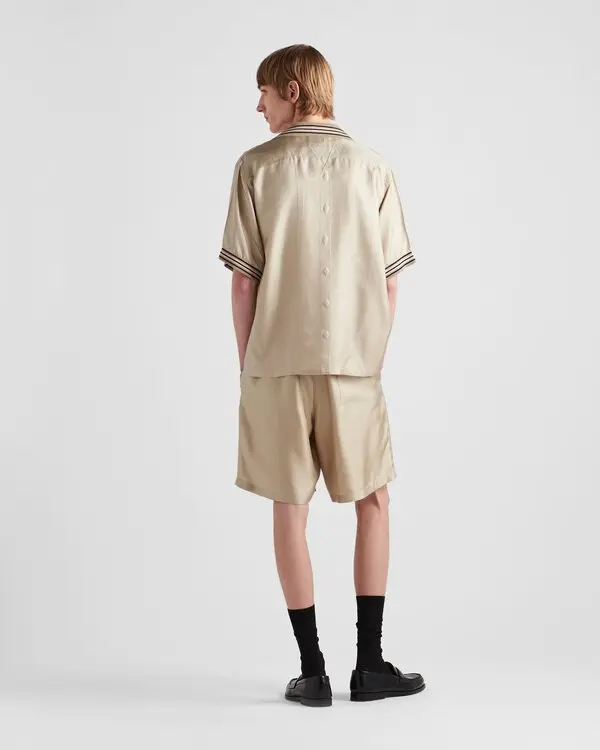 Prada Short-sleeved Silk Twill Shirt