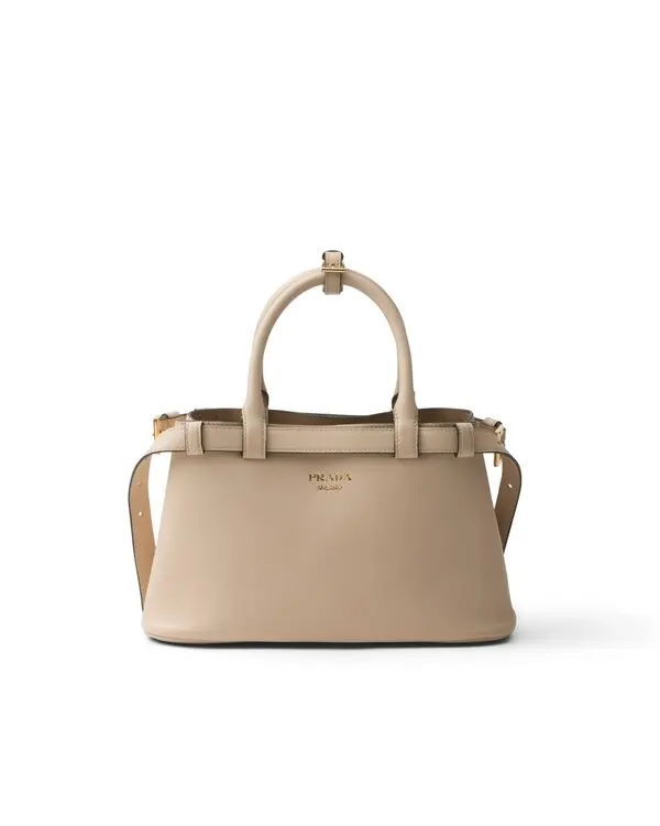 Prada Buckle Small Leather Handbag - Neutral
