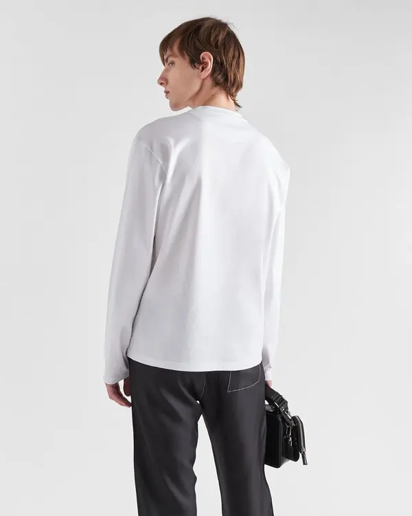 Prada Long-Sleeved Cotton T-Shirt - White | Editorialist