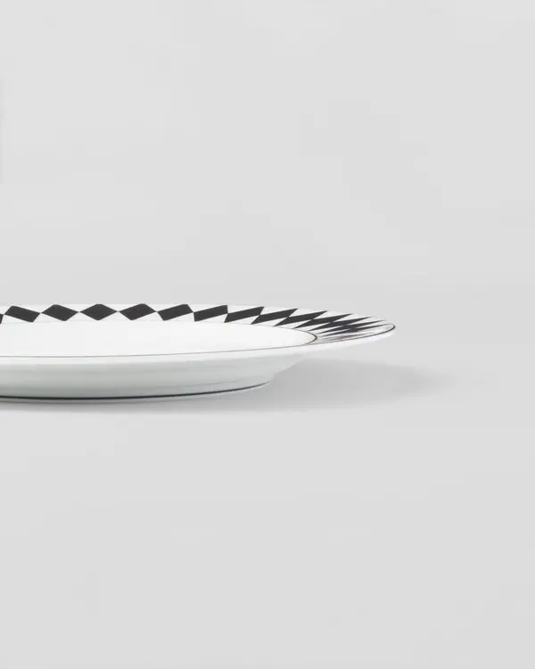 Prada Set Of Two Porcelain Dinner Plates Checkerboard