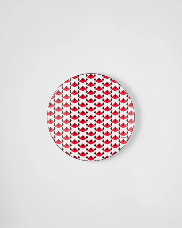 Prada Porcelain Charger Plate Vienna Red - Black/red