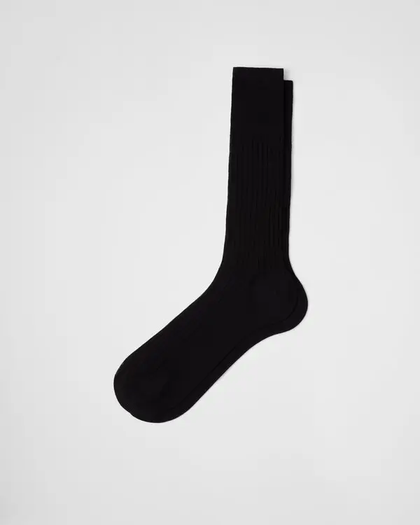 Prada Cotton Mid-calf Socks - Black