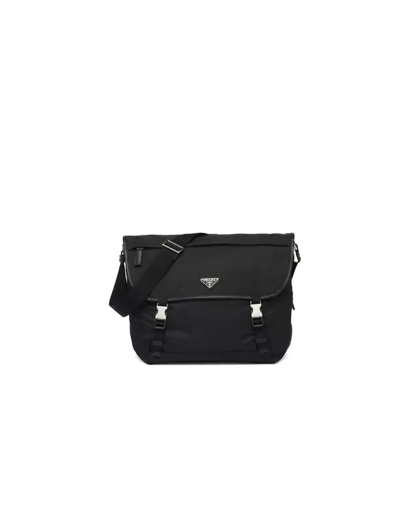 Prada Re-nylon And Saffiano Leather Shoulder Bag - Black