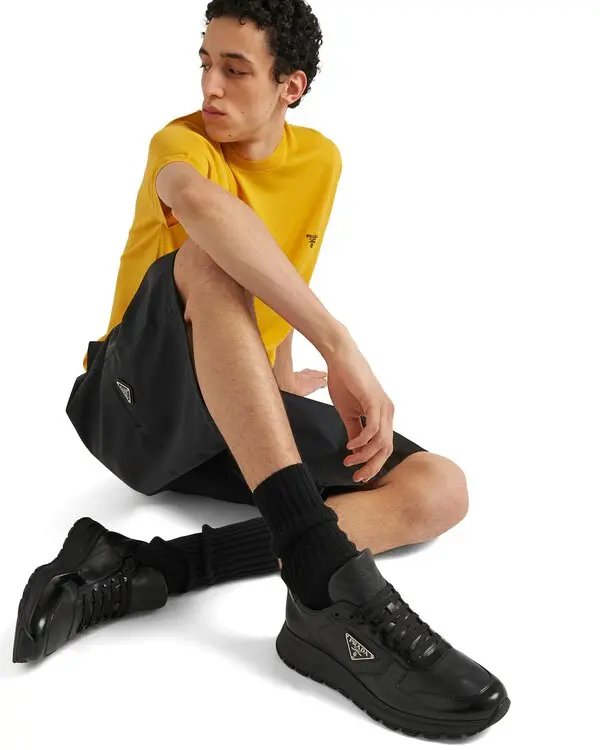 Prada Prax 01 Leather Sneakers - Black