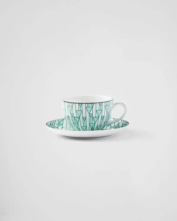 Prada Set Of Two Porcelain Tea Cups - Green
