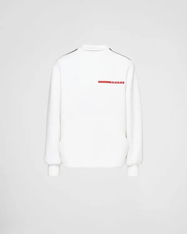 Prada Double Jersey Crew-Neck Sweatshirt - White | Editorialist