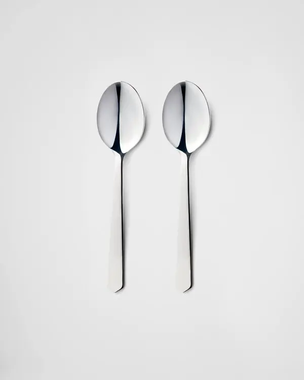 Prada Set Of Two Stainless Steel Coffee Spoons - Steel Gray
