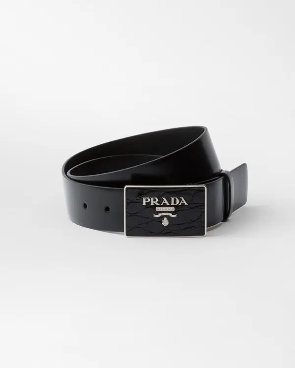 Prada Saffiano Leather Belt - Black