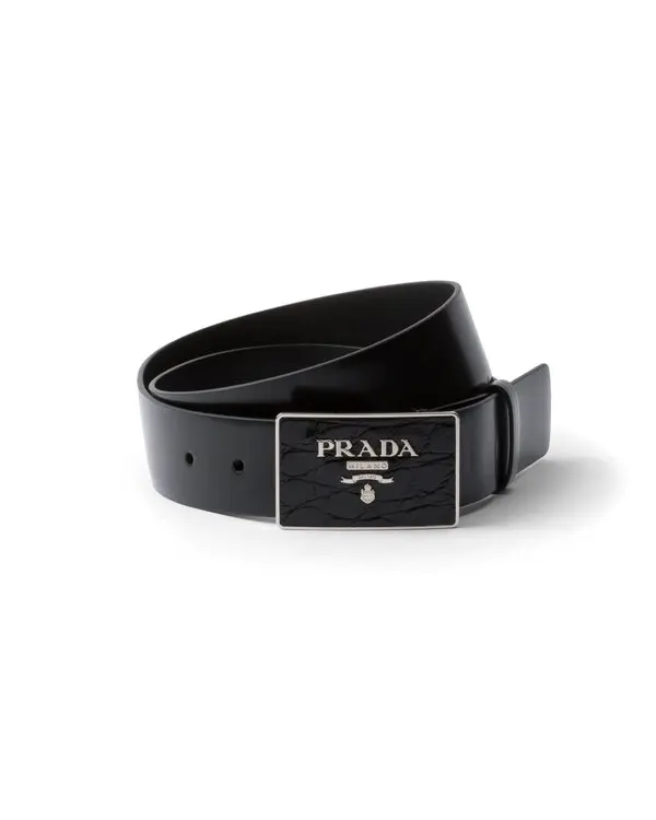 Prada Saffiano Leather Belt - Black