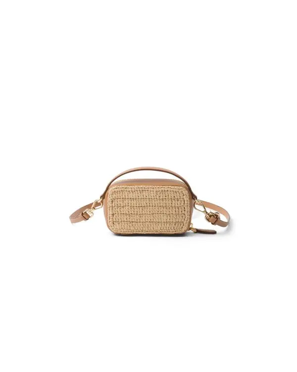 Prada Crochet And Leather Mini Pouch - Neutral | Editorialist