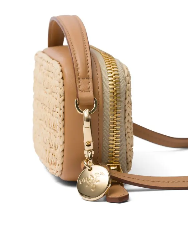 Prada Crochet And Leather Mini Pouch - Neutral | Editorialist