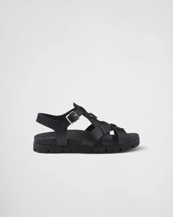Prada Crisscross Rubber Sandals