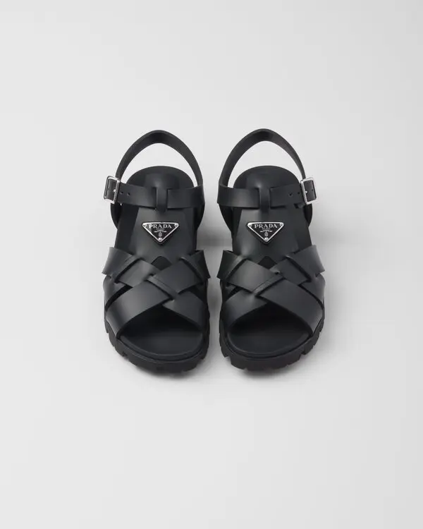 Prada Crisscross Rubber Sandals