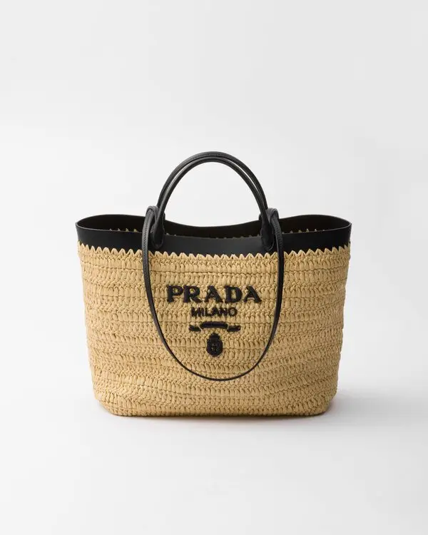 Prada Medium Crochet And Leather Tote Bag