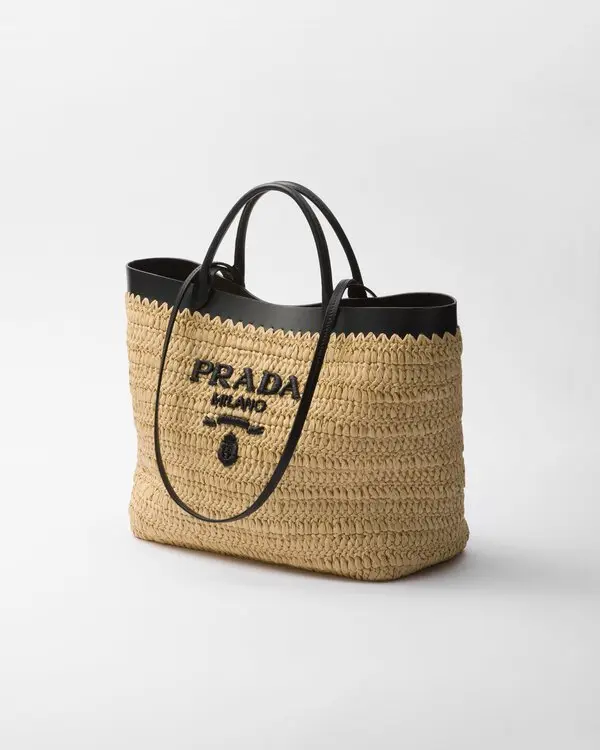 Prada Medium Crochet And Leather Tote Bag