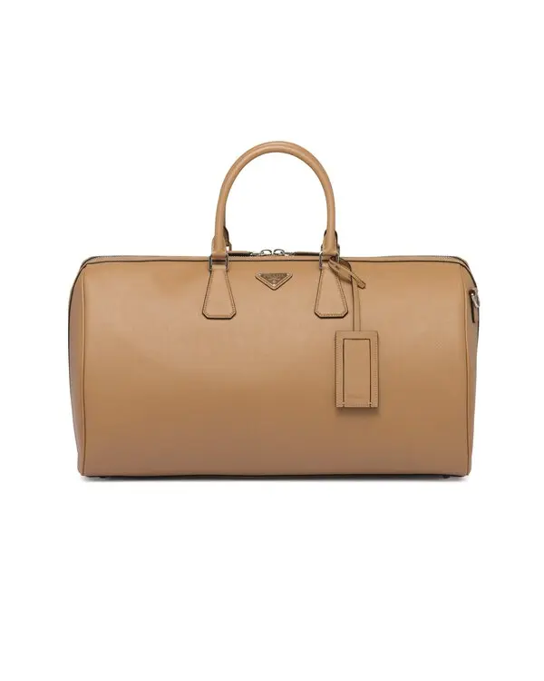 Prada Saffiano Leather Travel Bag - Brown
