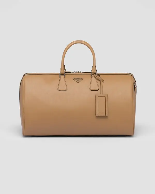 Prada Saffiano Leather Travel Bag - Caramel