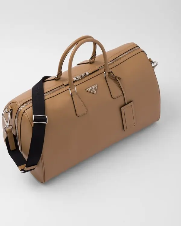 Prada Saffiano Leather Travel Bag - Caramel