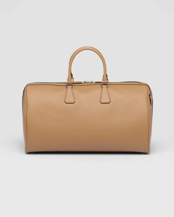 Prada Saffiano Leather Travel Bag - Caramel