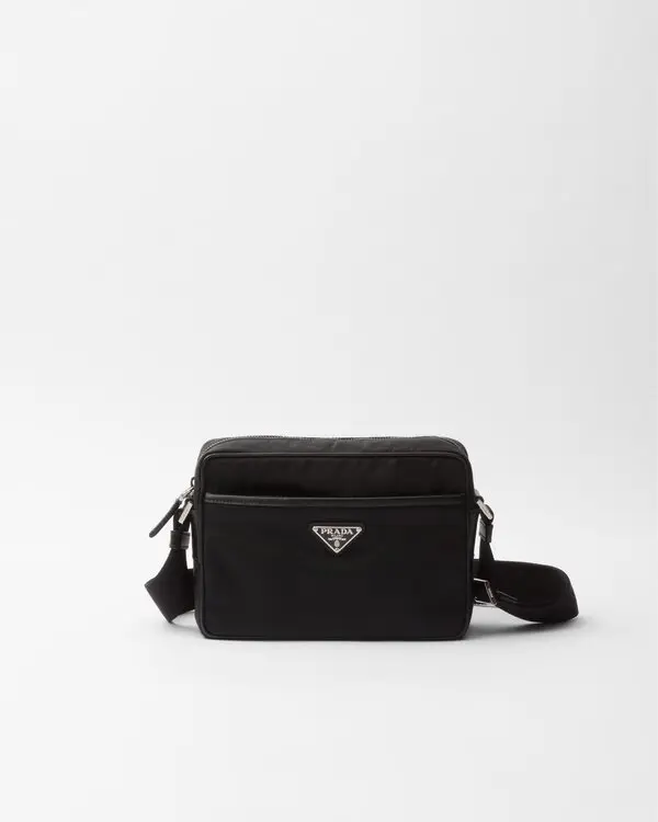 Prada Re-nylon And Saffiano Leather Shoulder Bag - Black