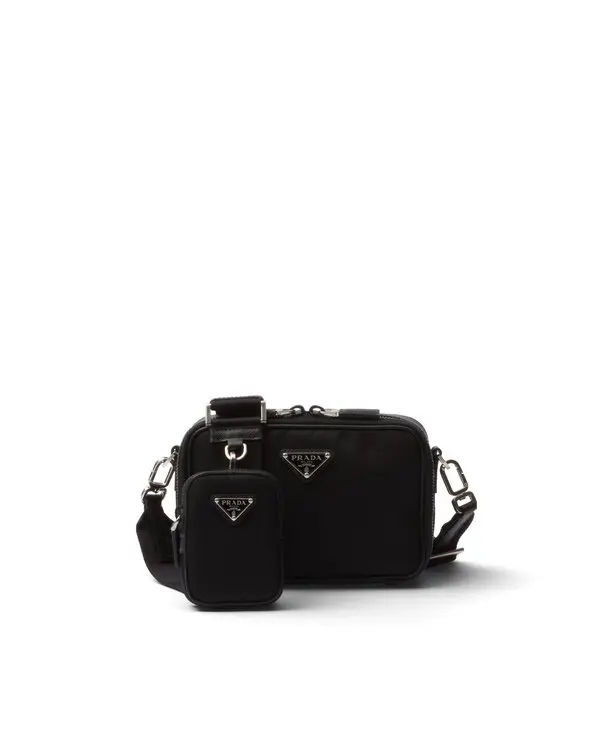 Prada Brique Re-nylon And Saffiano Leather Bag - Black