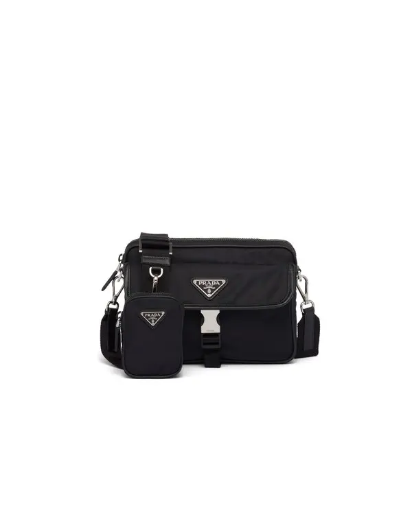 Prada Re-nylon And Saffiano Leather Shoulder Bag - Black