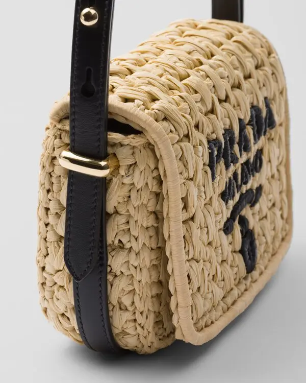 Prada Crochet And Leather Shoulder Bag - Tan/Black | Editorialist