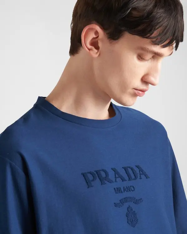 Prada Technical Cotton T-Shirt - Navy | Editorialist