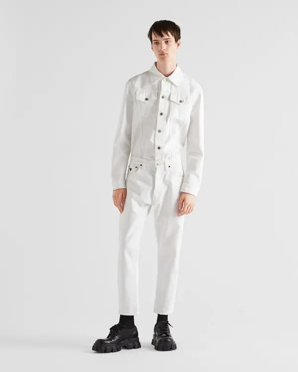 Prada Five-Pocket Bull Denim Jeans - White | Editorialist