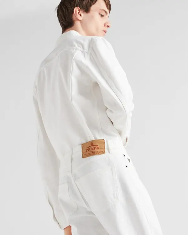 Prada Five-Pocket Bull Denim Jeans - White | Editorialist